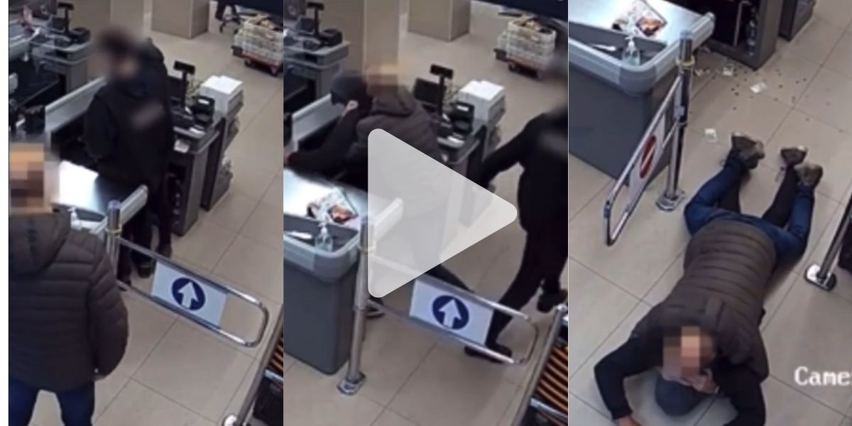Man stops armed robber with a Wrestling move