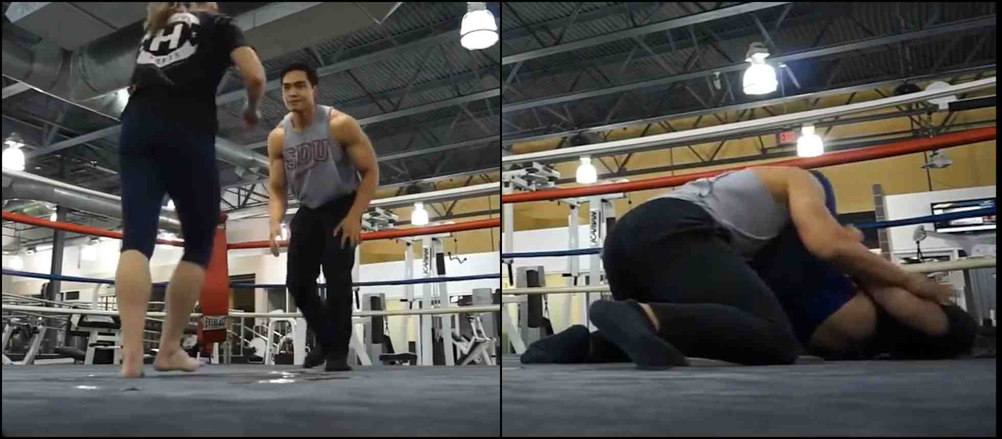 WATCH: Untrained gym bro respectfully challenges female BJJ blue belt ...